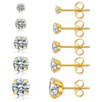 China Fashionable Stainless Steel Four Claw AAA Transparent White Zircon Earrings Anti Allergic Ear Studs Manufacturer Direct Sales Er2306 for sale