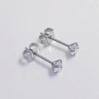 China Fashionable Stainless Steel Four Claw AAA Transparent White Zircon Earrings Anti Allergic Ear Studs Manufacturer Direct Sales Er2306 for sale