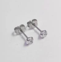 China Fashionable Stainless Steel Four Claw AAA Transparent White Zircon Earrings Anti Allergic Ear Studs Manufacturer Direct Sales Er2306 for sale