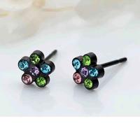 China New Plum Blossom Resin Earrings, Fashionable Color Water Diamond Earrings, Resin Ear Hole Nourishing Color Earrings Rner2412 for sale