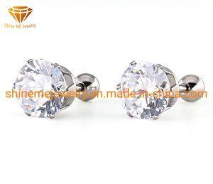 China Wholesales Fashion Jewelry White Zircon Stone Earrings Round Six-Prong Inlay Diamond Titanium Steel Stainless Steel Earrings Er3982 for sale