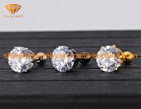 China Wholesales Fashion Jewelry White Zircon Stone Earrings Round Six-Prong Inlay Diamond Titanium Steel Stainless Steel Earrings Er3982 for sale
