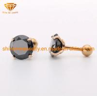 China Fashion Titanium Steel Stainless Steel Four Claws 6mm AAA Crystal Color Zircon Earrings Female Ear Stud Jewelry Er2923 for sale