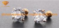 China Fashion Titanium Steel Stainless Steel Four Claws 6mm AAA Crystal Color Zircon Earrings Female Ear Stud Jewelry Er2923 for sale