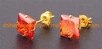 China Four-Prong Set 5mm Square AAA Zircon Stud Earrings Stainless Steel Studs Er2671 for sale