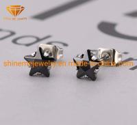 China Medical Stainless Steel Inlay 6mm Pentagram Colors AAA Zircon Hypoallergenic Earrings Er3980 for sale