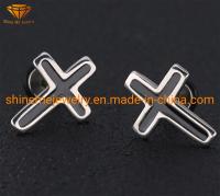 China Fashion Jewelry Creative Models Titanium Stainless Steel Round Buckle Cross Earrings for Men Er2934 for sale
