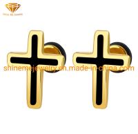 China Fashion Jewelry Creative Models Titanium Stainless Steel Round Buckle Cross Earrings for Men Er2934 for sale