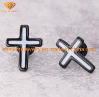 China Fashion Jewelry Creative Models Titanium Stainless Steel Round Buckle Cross Earrings for Men Er2934 for sale
