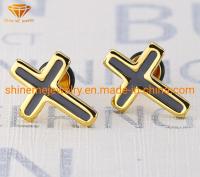 China Fashion Jewelry Creative Models Titanium Stainless Steel Round Buckle Cross Earrings for Men Er2934 for sale