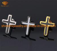 China Fashion Jewelry Creative Models Titanium Stainless Steel Round Buckle Cross Earrings for Men Er2934 for sale