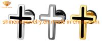 China Fashion Jewelry Creative Models Titanium Stainless Steel Round Buckle Cross Earrings for Men Er2934 for sale