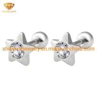 China Fashion Titanium Steel Inlaid Zircon Small Earrings Stainless Steel Ball Exquisite Pentagram Earrings for Women Er2933 for sale