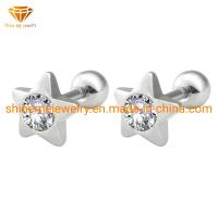 China Fashion Titanium Steel Inlaid Zircon Small Earrings Stainless Steel Ball Exquisite Pentagram Earrings for Women Er2933 for sale