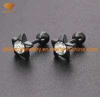 China Fashion Titanium Steel Inlaid Zircon Small Earrings Stainless Steel Ball Exquisite Pentagram Earrings for Women Er2933 for sale