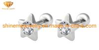 China Fashion Titanium Steel Inlaid Zircon Small Earrings Stainless Steel Ball Exquisite Pentagram Earrings for Women Er2933 for sale