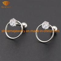 China Titanium Steel Stainless Steel Circle White Zircon Earrings Trend Fashion Hypoallergenic Stainless Steel Jewelry Er2938 for sale