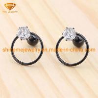 China Titanium Steel Stainless Steel Circle White Zircon Earrings Trend Fashion Hypoallergenic Stainless Steel Jewelry Er2938 for sale