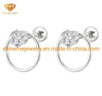 China Titanium Steel Stainless Steel Circle White Zircon Earrings Trend Fashion Hypoallergenic Stainless Steel Jewelry Er2938 for sale