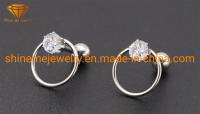 China Titanium Steel Stainless Steel Circle White Zircon Earrings Trend Fashion Hypoallergenic Stainless Steel Jewelry Er2938 for sale