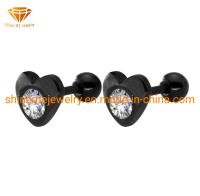 China New Korean Fashion Heart-Shaped Love Titanium Steel Belt Zircon Earrings Stainless Steel Earrings Hypoallergenic Ear Studs Er2937 for sale