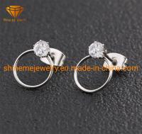 China Fashion Titanium Steel Round Earrings Stainless Steel Jewelry Inlaid AAA Transparent Zircon Fine Needle Earrings Female R2910 for sale