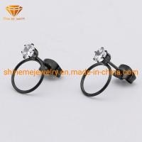 China Fashion Titanium Steel Round Earrings Stainless Steel Jewelry Inlaid AAA Transparent Zircon Fine Needle Earrings Female R2910 for sale