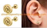 China Wholesale Fashion Stainless Steel Jewelry Titanium Steel Thread Rotating Round Mosquito Ear Studs Jewelry Er2908 for sale