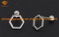 China Fashion Jewelry Hexagonal Hollow Titanium Earrings Personality Polygon Earrings for Men and Women Er2907 for sale