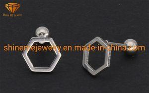 China Fashion Jewelry Hexagonal Hollow Titanium Earrings Personality Polygon Earrings for Men and Women Er2907 for sale
