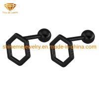 China Fashion Jewelry Hexagonal Hollow Titanium Earrings Personality Polygon Earrings for Men and Women Er2907 for sale