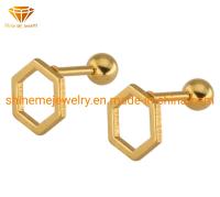 China Fashion Jewelry Hexagonal Hollow Titanium Earrings Personality Polygon Earrings for Men and Women Er2907 for sale