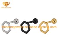 China Fashion Jewelry Hexagonal Hollow Titanium Earrings Personality Polygon Earrings for Men and Women Er2907 for sale