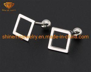 China New Korean Fashion Jewelry Square Titanium Steel Ear Studs Hypoallergenic Stainless Steel Hollow Earrings for Men and Women Er2906 for sale