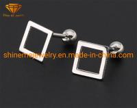 China New Korean Fashion Jewelry Square Titanium Steel Ear Studs Hypoallergenic Stainless Steel Hollow Earrings for Men and Women Er2906 for sale