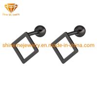 China New Korean Fashion Jewelry Square Titanium Steel Ear Studs Hypoallergenic Stainless Steel Hollow Earrings for Men and Women Er2906 for sale
