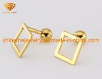 China New Korean Fashion Jewelry Square Titanium Steel Ear Studs Hypoallergenic Stainless Steel Hollow Earrings for Men and Women Er2906 for sale