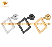 China New Korean Fashion Jewelry Square Titanium Steel Ear Studs Hypoallergenic Stainless Steel Hollow Earrings for Men and Women Er2906 for sale