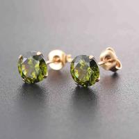 China Factory Wholesale 7mm Crystal Color AAA Zircon Fine Needle Earrings Fashion Trend Hypoallergenic Stone Ear Stud Er2675 for sale