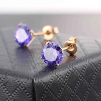 China Factory Wholesale 7mm Crystal Color AAA Zircon Fine Needle Earrings Fashion Trend Hypoallergenic Stone Ear Stud Er2675 for sale