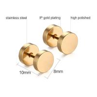 China Manufacturer Sells Fashionable Titanium Steel Barbell Earrings Men and Women's Stainless Steel Round Cake Dumbbell Earrings Earrings Accessories Ers110 for sale
