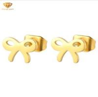China Factory Wholesale Fashionable Simple Wisp Bow Earrings Stainless Steel Titanium Steel Sweet Exquisite Ear Jewelry Er6221 for sale