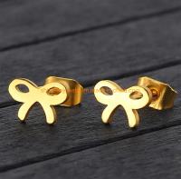 China Factory Wholesale Fashionable Simple Wisp Bow Earrings Stainless Steel Titanium Steel Sweet Exquisite Ear Jewelry Er6221 for sale