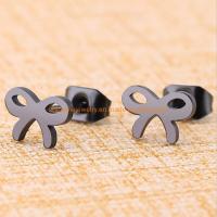 China Factory Wholesale Fashionable Simple Wisp Bow Earrings Stainless Steel Titanium Steel Sweet Exquisite Ear Jewelry Er6221 for sale