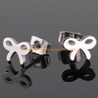 China Factory Wholesale Fashionable Simple Wisp Bow Earrings Stainless Steel Titanium Steel Sweet Exquisite Ear Jewelry Er6221 for sale