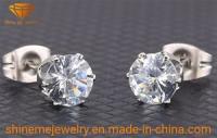 China Fashion Creative Crystal Earrings Titanium Steel Six-Claw Diamond Stud Earrings Stainless Steel Zircon Ear Stud Er2913 for sale