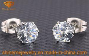 China Fashion Creative Crystal Earrings Titanium Steel Six-Claw Diamond Stud Earrings Stainless Steel Zircon Ear Stud Er2913 for sale