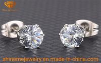 China Fashion Creative Crystal Earrings Titanium Steel Six-Claw Diamond Stud Earrings Stainless Steel Zircon Ear Stud Er2913 for sale