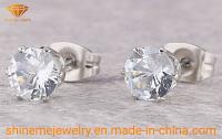 China Fashion Creative Crystal Earrings Titanium Steel Six-Claw Diamond Stud Earrings Stainless Steel Zircon Ear Stud Er2913 for sale