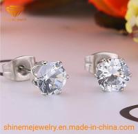 China Fashion Creative Crystal Earrings Titanium Steel Six-Claw Diamond Stud Earrings Stainless Steel Zircon Ear Stud Er2913 for sale